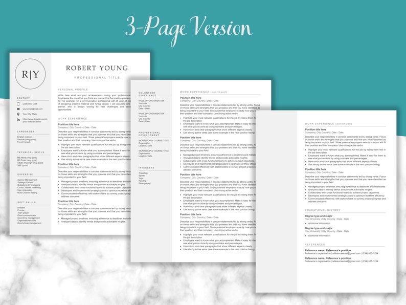 Resume Template for Word, Monogram Resume, Modern Resume, Professional ...