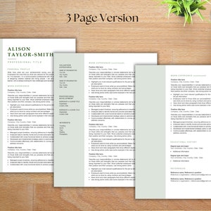 Resume Template Word, Green Resume, Modern CV Template, Professional ...