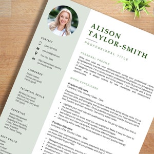 Resume Template Word, Green Resume, Modern CV Template, Professional ...