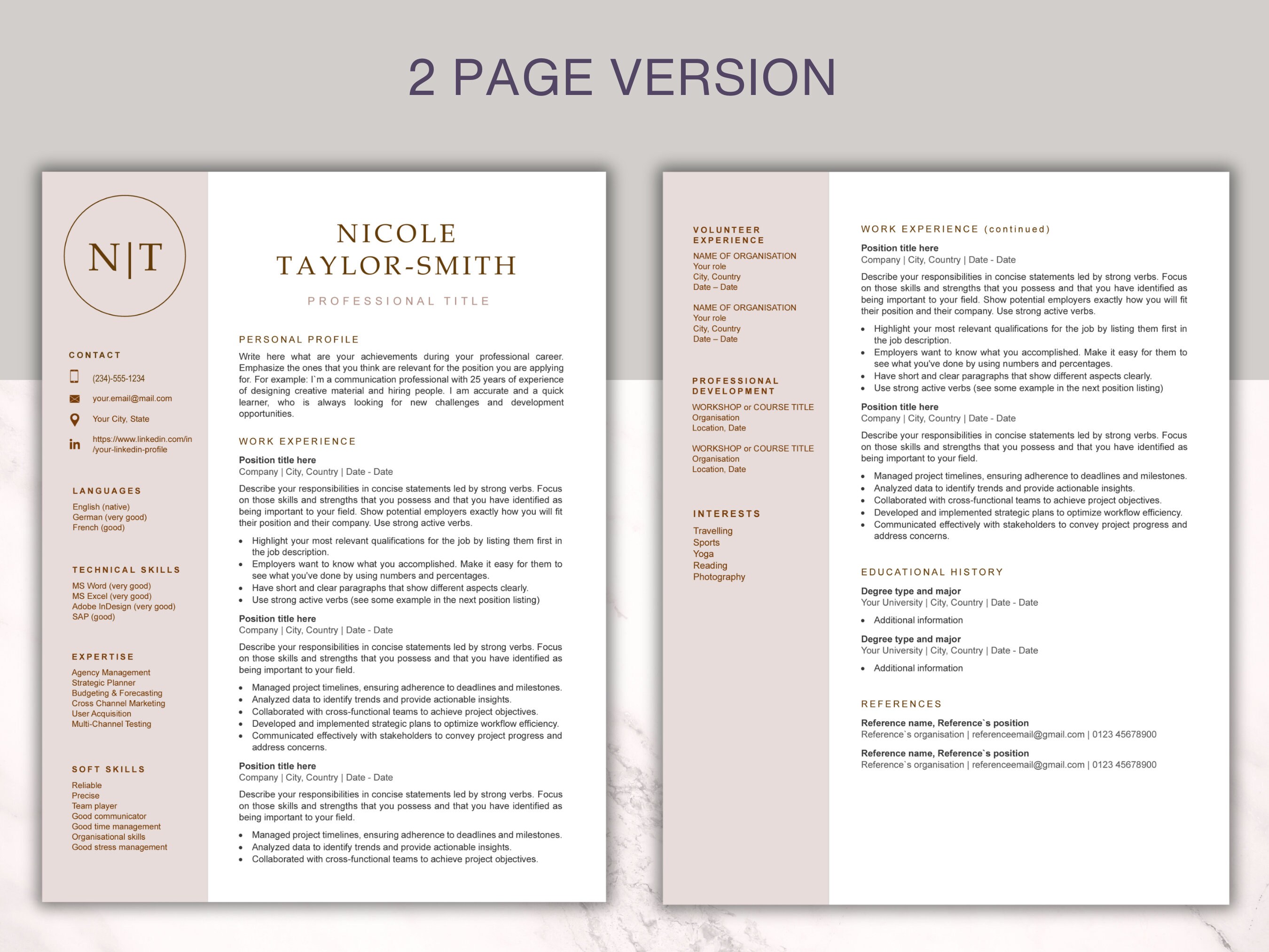 Resume Template Word, Monogram Resume, Modern Resume, Professional ...