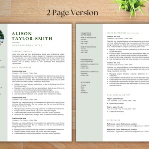 Resume Template Word, Green Resume, Modern CV Template, Professional ...