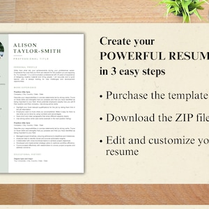 Resume Template Word, Green Resume, Modern CV Template, Professional ...