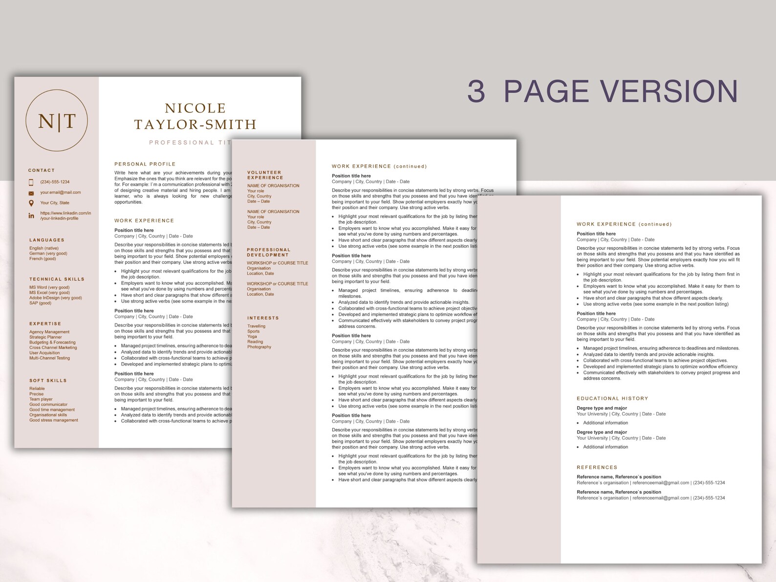 Resume Template Word, Monogram Resume, Modern Resume, Professional ...
