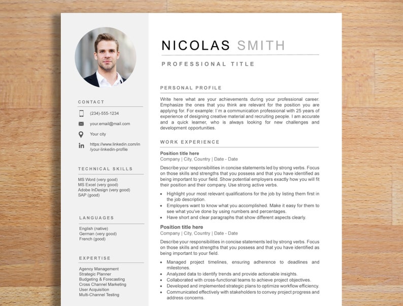 Resume Template Word, Clean Resume, Instant Download, Easy to Use ...
