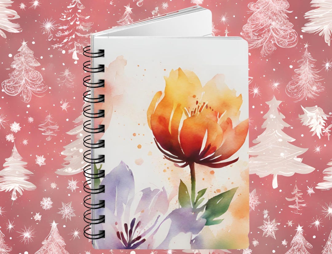 Watercolor Pastel Flowers Spiral Bound Journal, 150 Pages 90gsm Lined ...