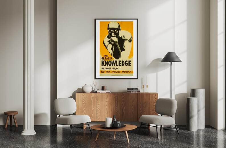 Vintage Library Poster 1930's - Encourages Learning and Reading Books ...
