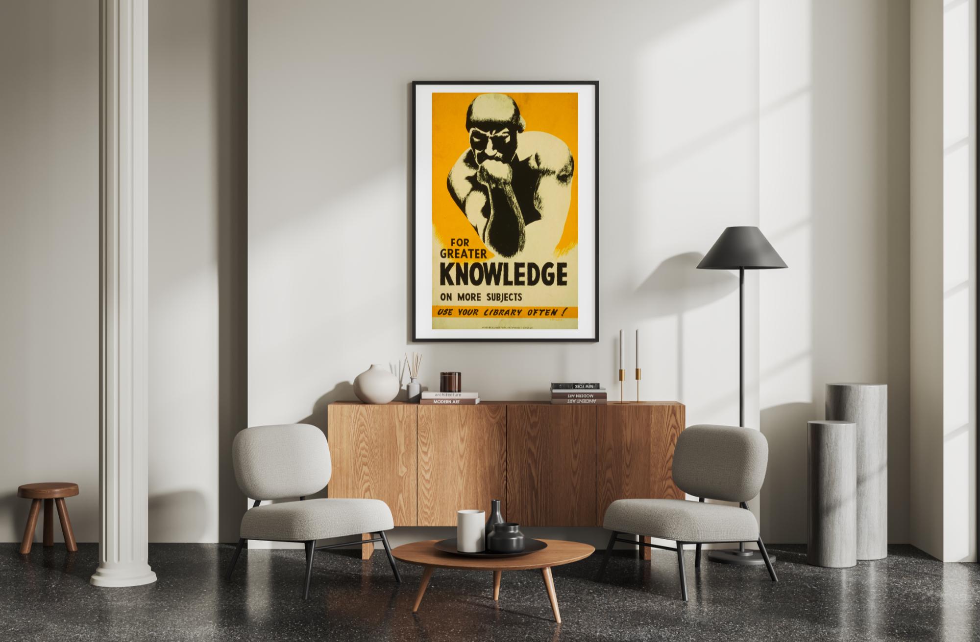 Vintage Library Poster 1930's - Encourages Learning and Reading Books ...