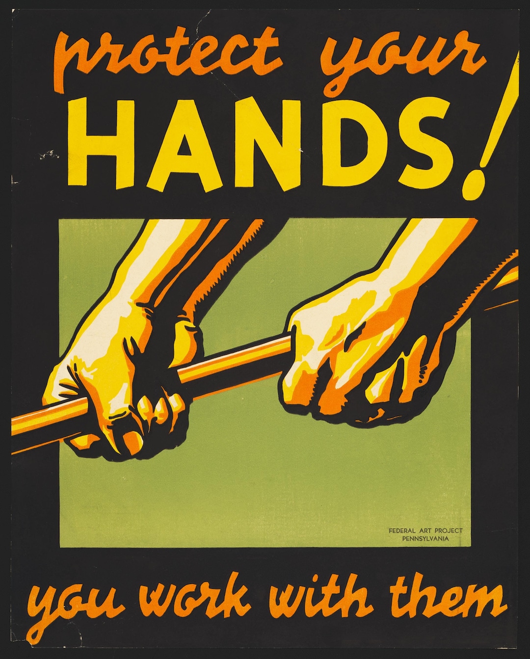 Vintage Work Safety Poster 1930's (WPA) - Reminds People That Manual ...