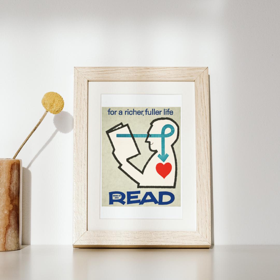 Vintage Reading Poster 1961 - Promotes Literacy and Reading Books- "for ...