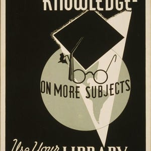 Vintage Library Poster 1930s – Encourage Reading Print (JPG, PNG, PDF ...