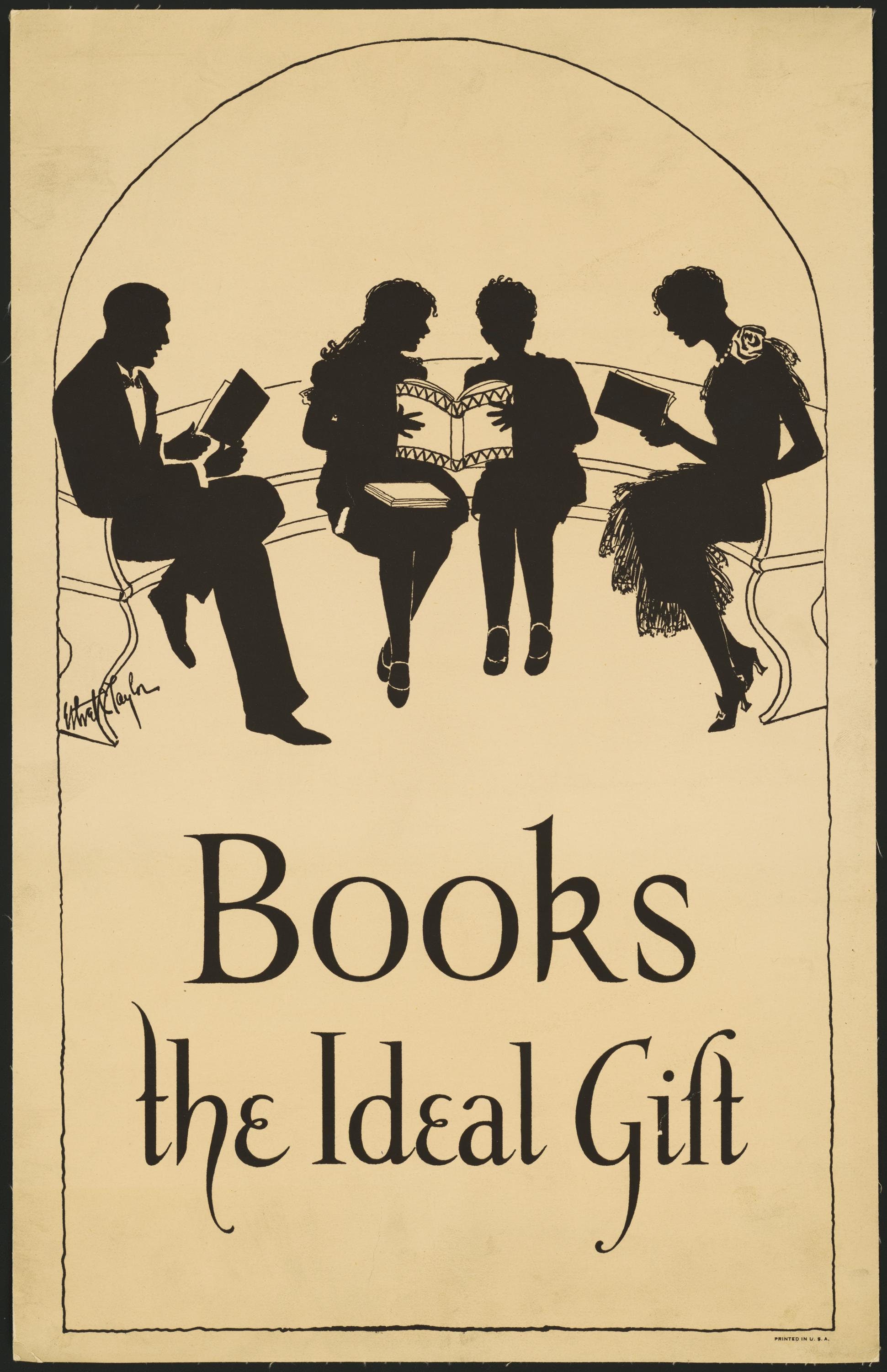 Vintage Book Lover Poster – 1920s Silhouette Print (digital Download ...
