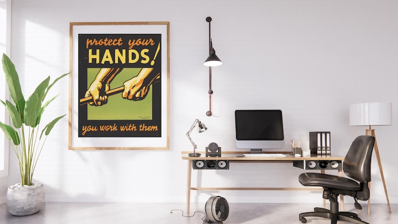 Vintage Work Safety Poster 1930's (WPA) - Reminds People That Manual ...
