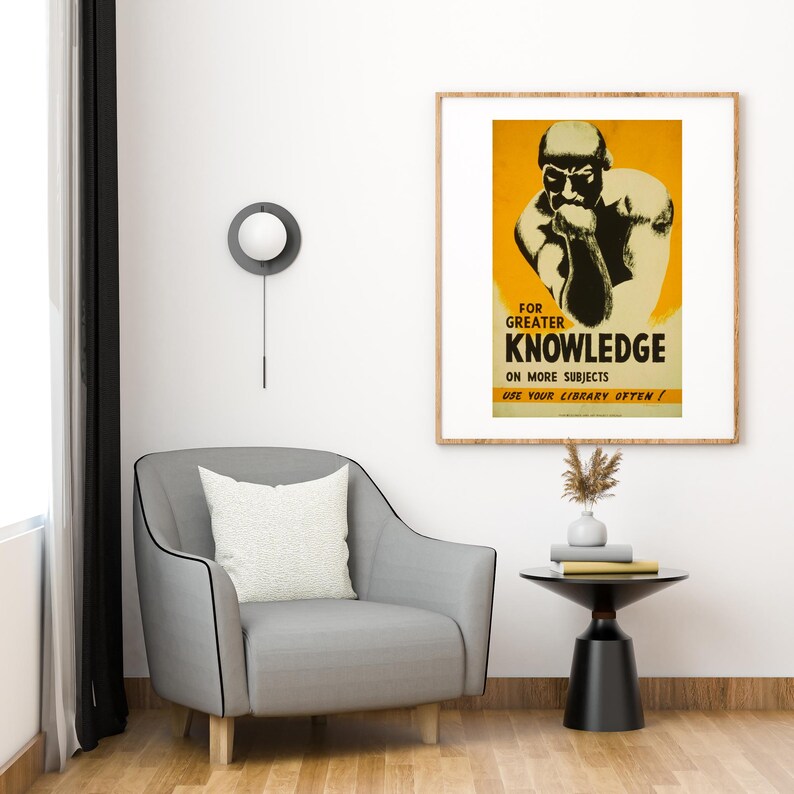 Vintage Library Poster 1930's - Encourages Learning and Reading Books ...