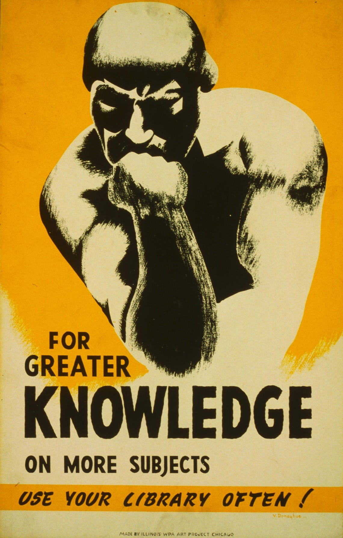 Vintage Library Poster 1930's - Encourages Learning and Reading Books ...
