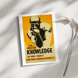 Vintage Library Poster 1930's - Encourages Learning and Reading Books ...