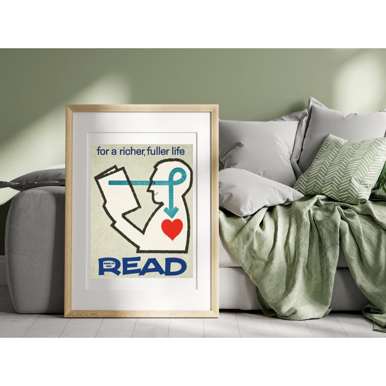 Vintage Reading Poster 1961 - Promotes Literacy and Reading Books- "for ...