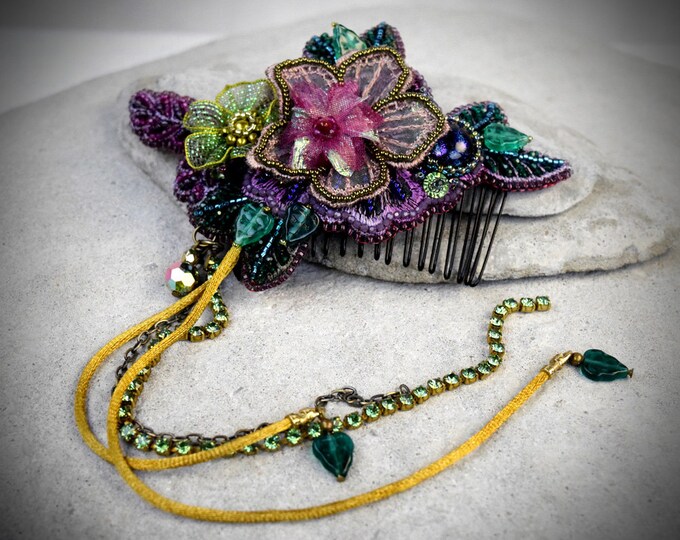 Flower Hair Comb Burlesque Costume Woodland Bridal Comb - Etsy