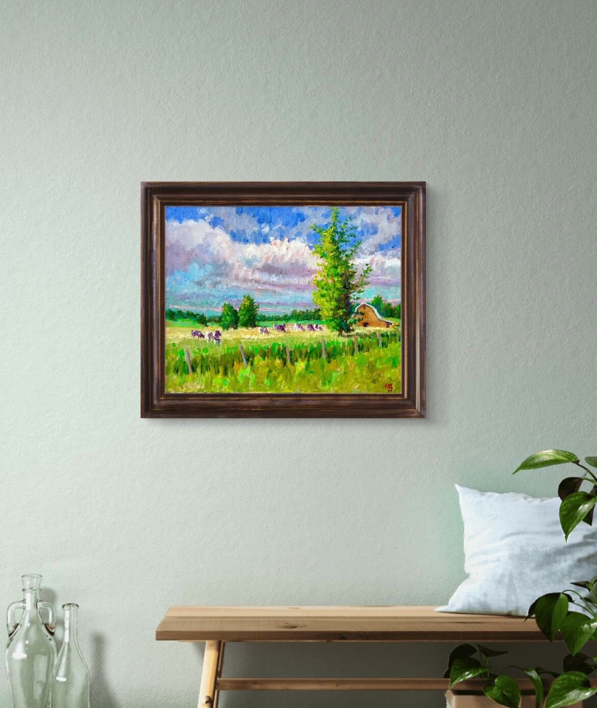 Summer Day at the Farm, Farm Afternoon, Farm Oil Painting, Original ...
