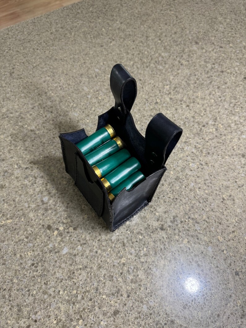 Leather Shotgun Shell Pouch With Card Holder and American Flag ...