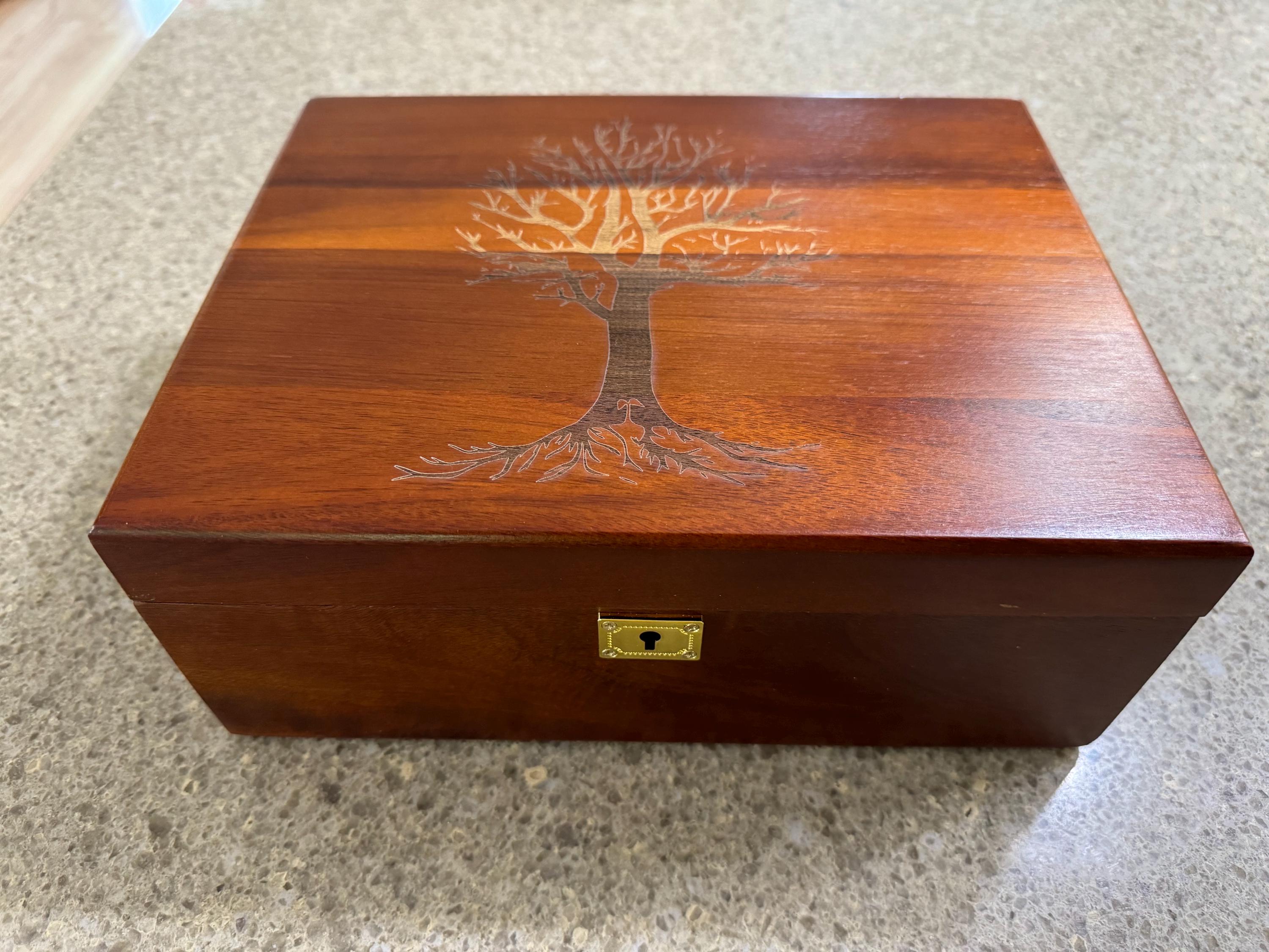 Tree of Life Engraved Large Decorative Wooden Storage Box With Locking ...