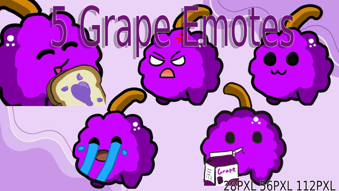 5 Cute Grape Emote Twitch Emotes, Discord Emotes - Etsy