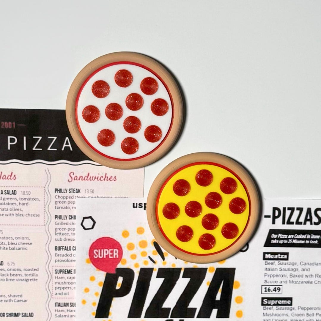 Pepperoni & Cheese Pizza Fridge Magnets - Home, Kitchen, and Office ...