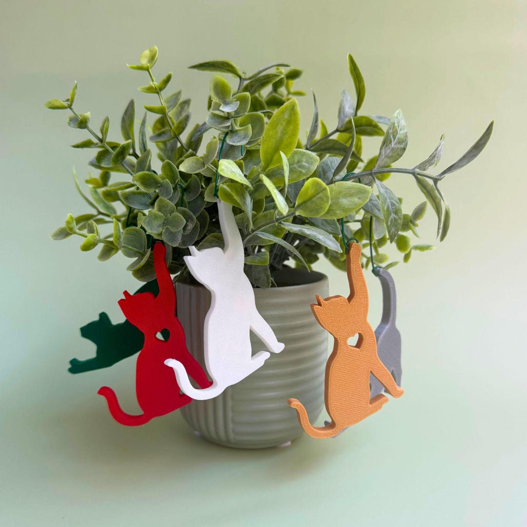 Cat Ornament Set - Cat Themed Christmas Gifts - Gold, Silver, White ...