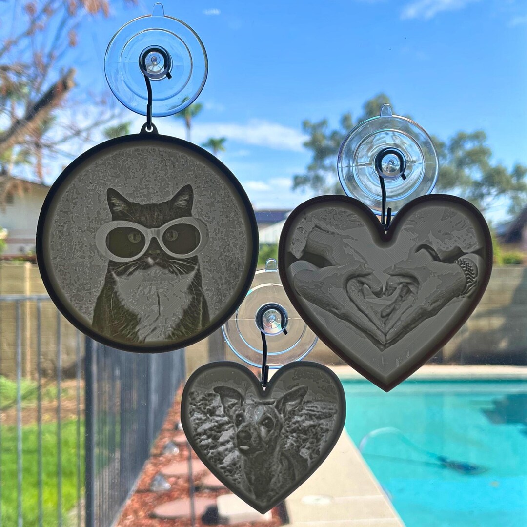 Custom Printed Suncatcher Lithophane - Heart and Circle Window Decor ...