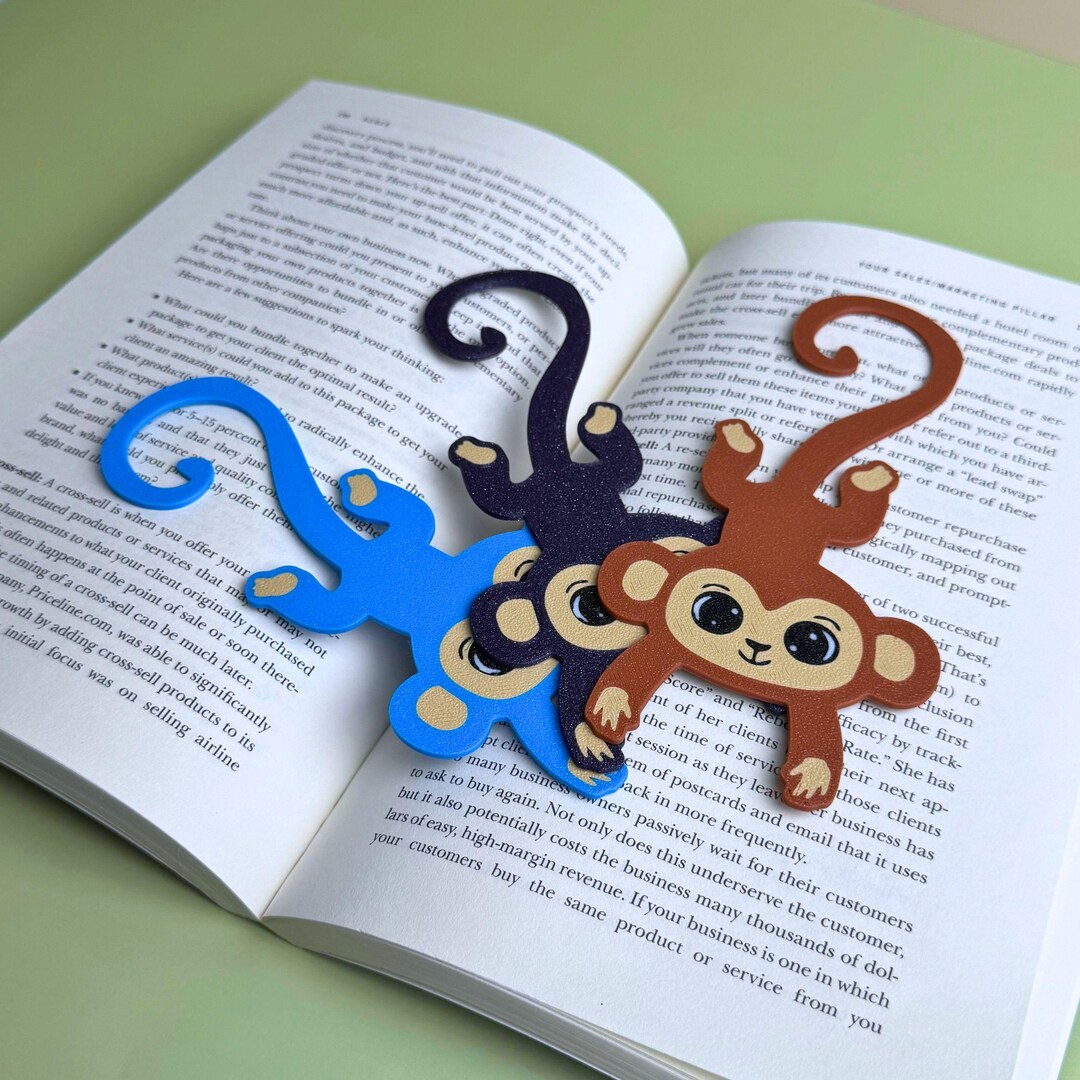 Monkey Bookmark - Cute Animal Page Marker - Fun Book Lover Gift for ...