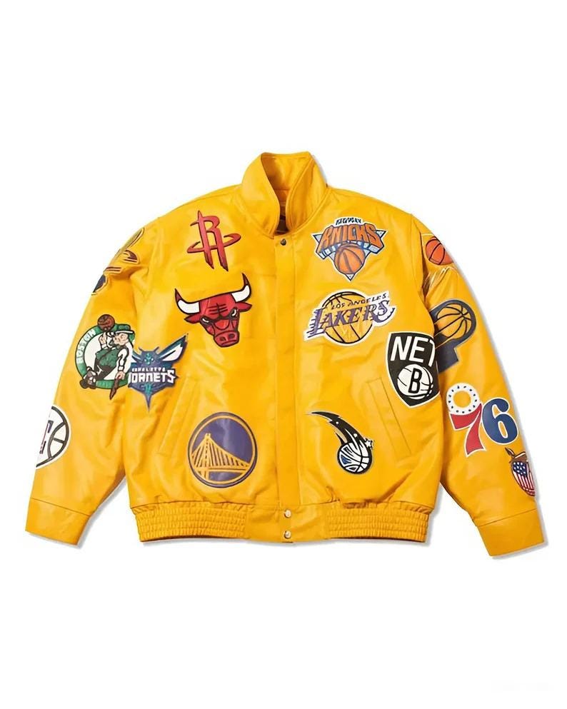 NBA Teams Collage Leather Black Jacket - Hand Made Customized Jacket - Etsy