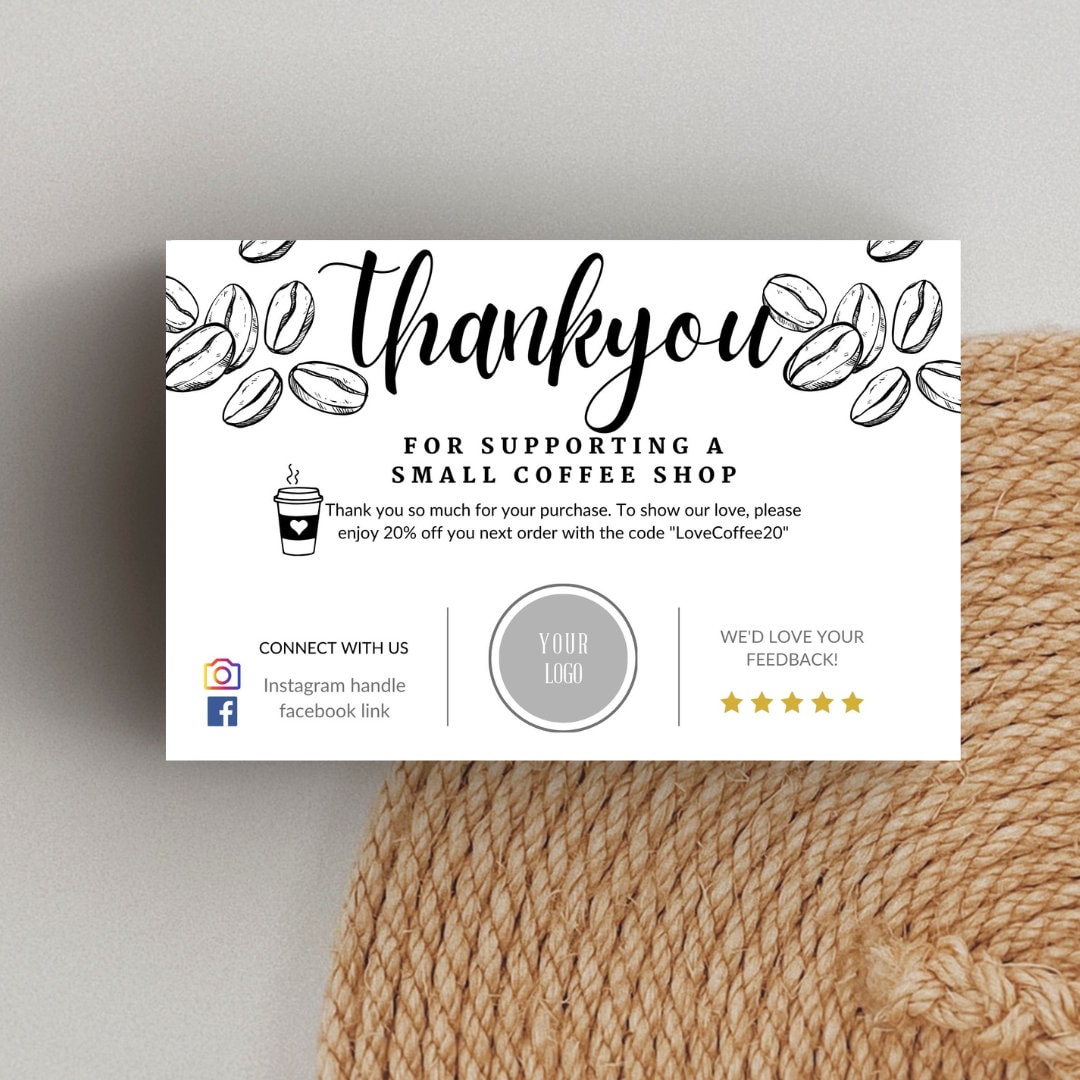Coffee Shop Thank You Editable Template Instant Download - Etsy
