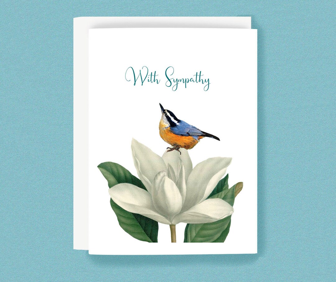 SYMPATHY CARD: Bluebird on Magnolia, With Sympathy, Condolence Card ...