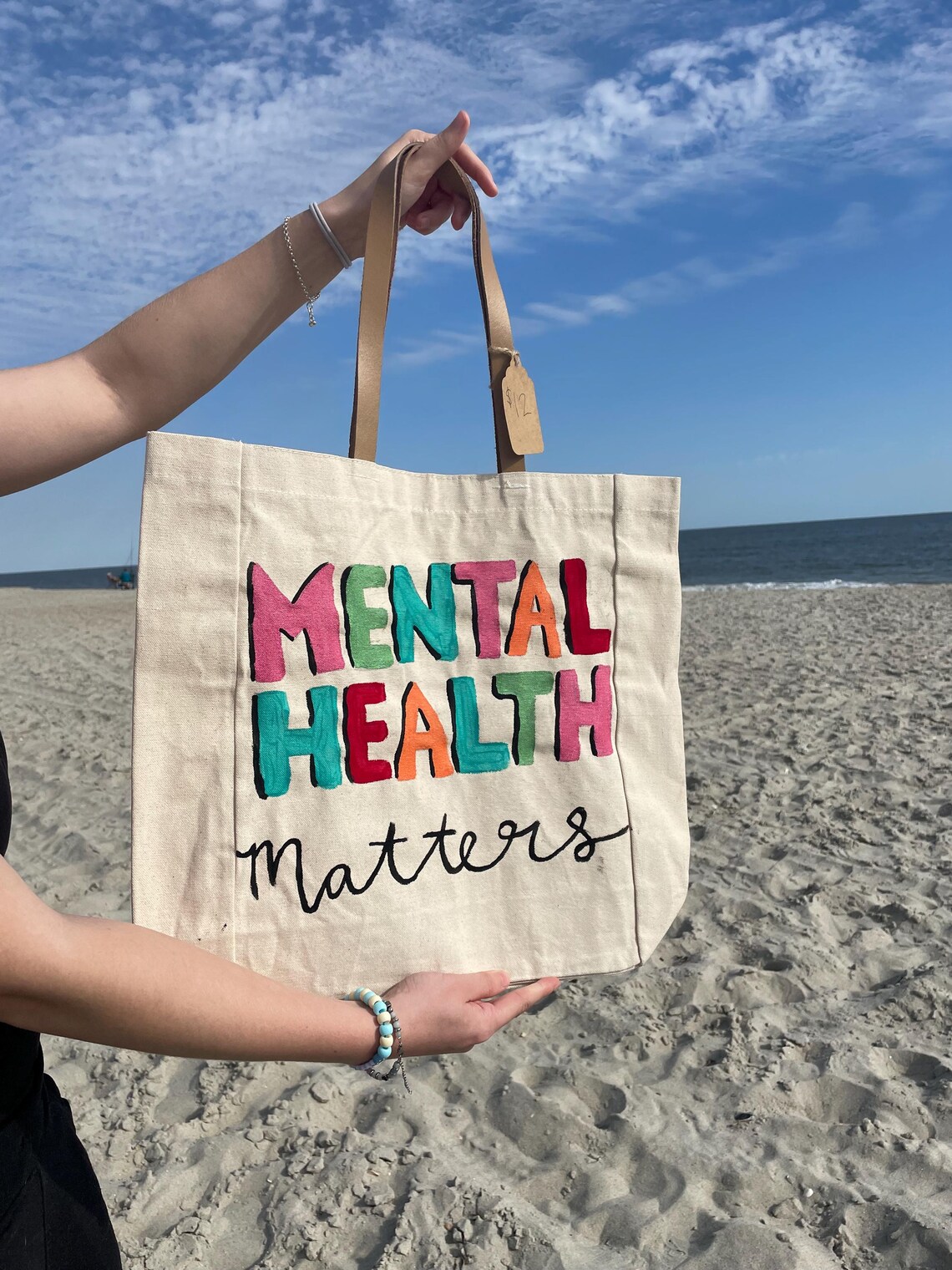 Tote Bag, Mental Health Tote Bag, Hand Painted Tote Bag - Etsy