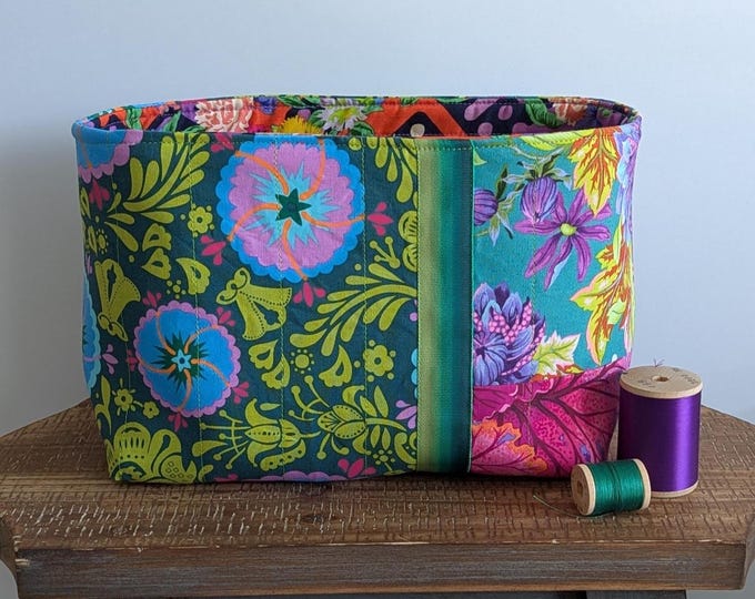 Fabric Storage Bin - Soft Sided - Fold Down Top Edge- Reversible ...