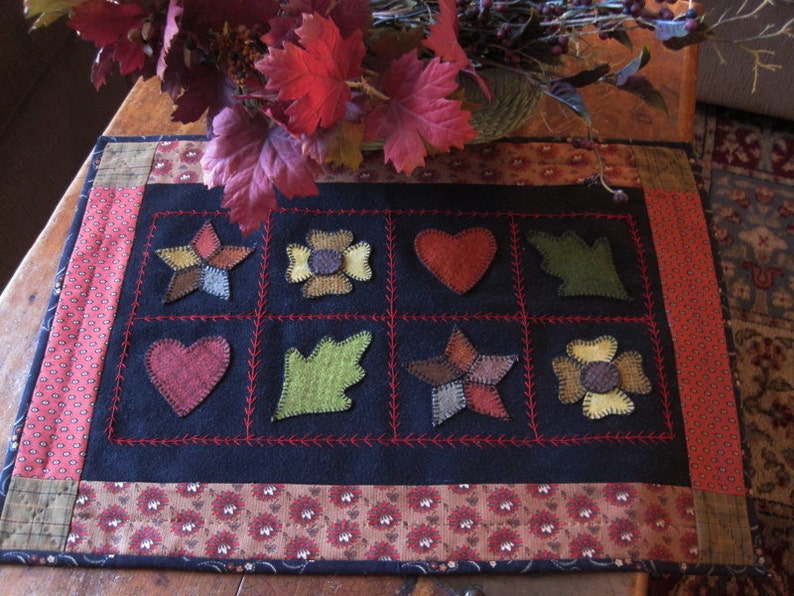 Primitive Wool Runner Pattern Gather Together Wool Table Runner - Etsy