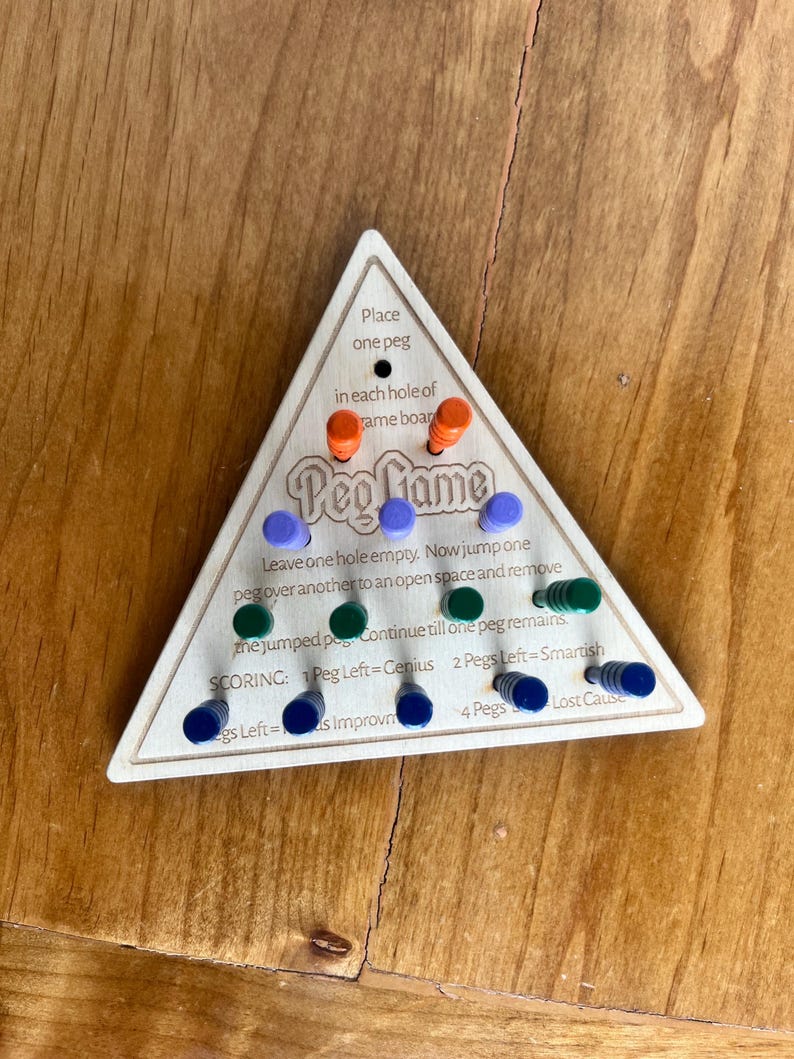 Peg Game: Wooden Brain Teaser Puzzle, Family Game Night IQ Test - Etsy