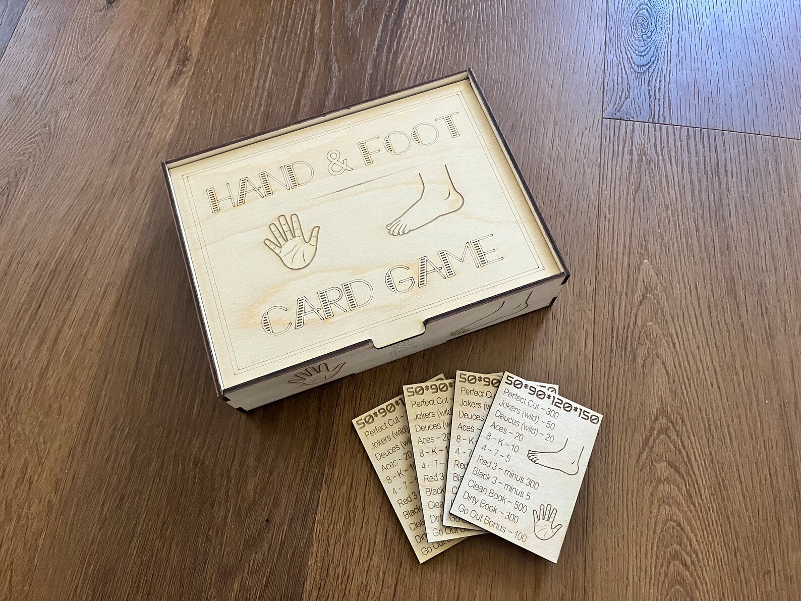 Hand & Foot Card Game: Wooden Quick Guide Reference Card - Etsy