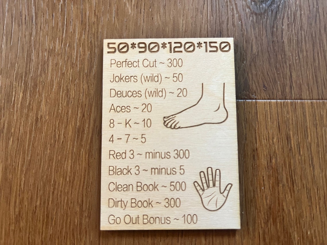 Hand & Foot Card Game: Wooden Quick Guide Reference Card - Etsy