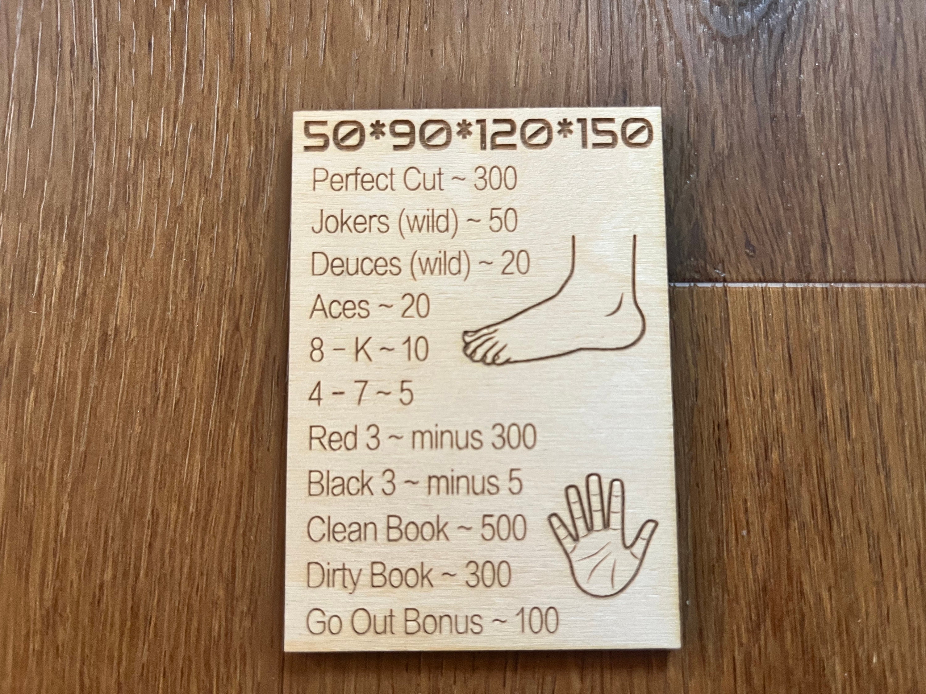 Hand & Foot Card Game: Wooden Quick Guide Reference Card - Etsy