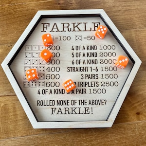 Farkle Dice Game Tray: Wooden Score Keeper and Dice Catcher, Family ...