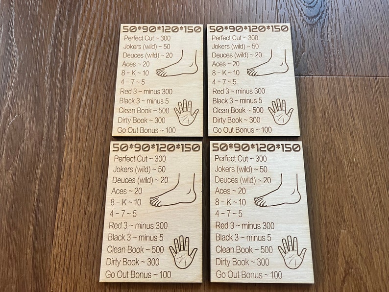Hand & Foot Card Game: Wooden Quick Guide Reference Card - Etsy