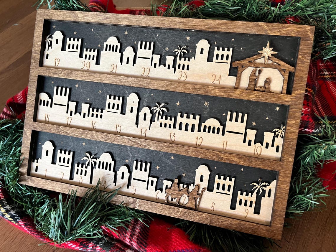 Wooden Nativity Advent Calendar: Christmas Countdown to Bethlehem - Etsy