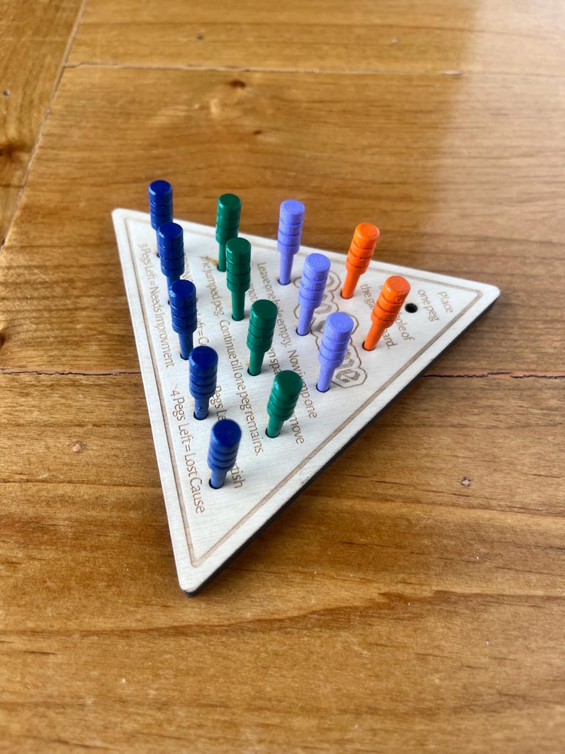 Peg Game: Wooden Brain Teaser Puzzle, Family Game Night IQ Test - Etsy