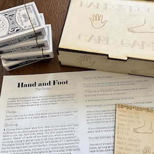 Hand & Foot Card Game: Wooden Quick Guide Reference Card - Etsy