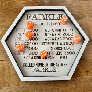 Farkle Dice Game: Wood Cheat Sheet and Score Card With Dice - Etsy