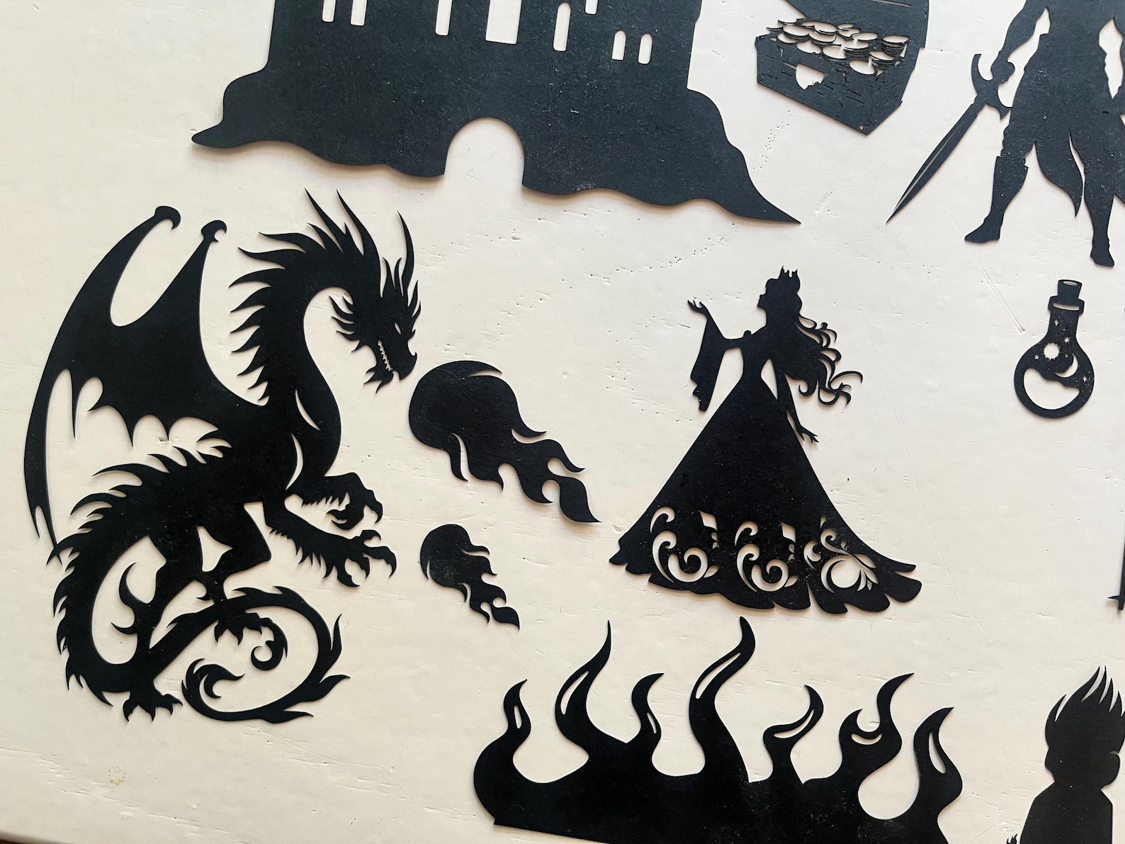 Fairytale Shadow Puppet Set: Princess, Dragon, Knight & Wizard - Etsy