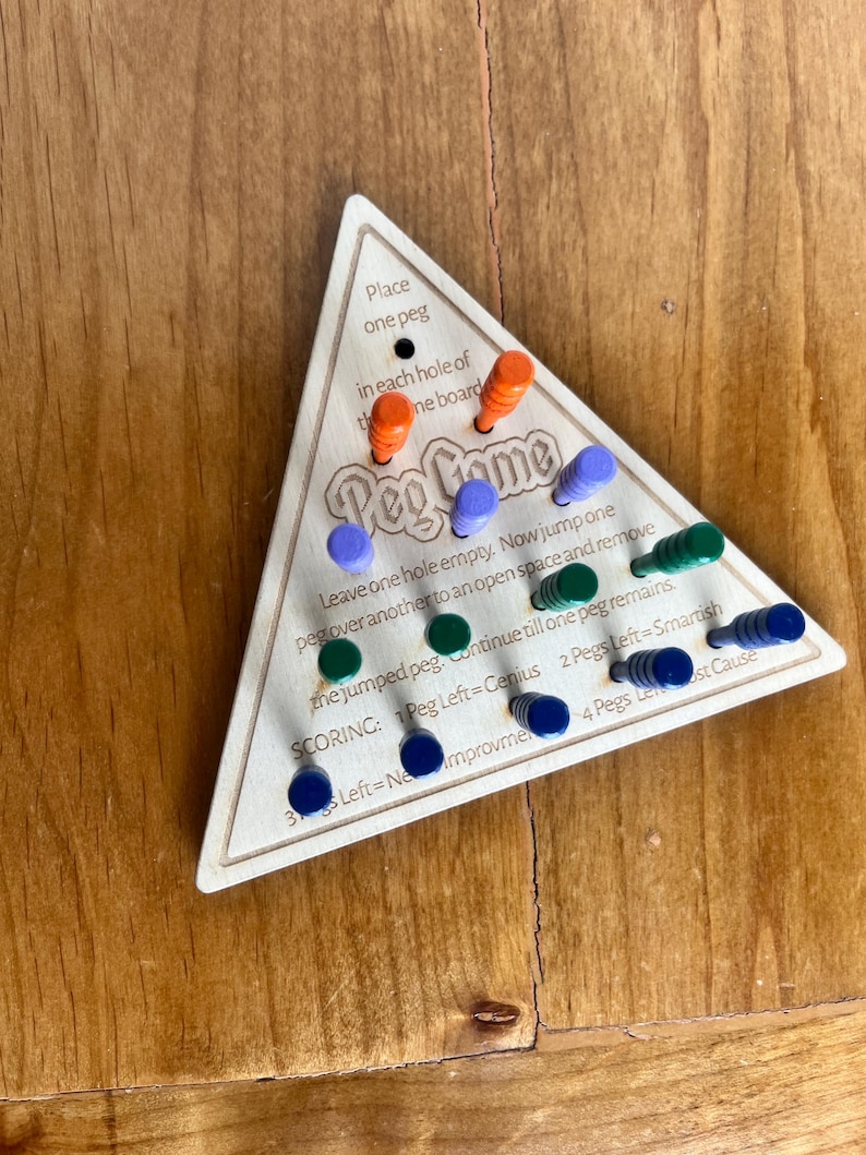 Peg Game: Wooden Brain Teaser Puzzle, Family Game Night IQ Test - Etsy