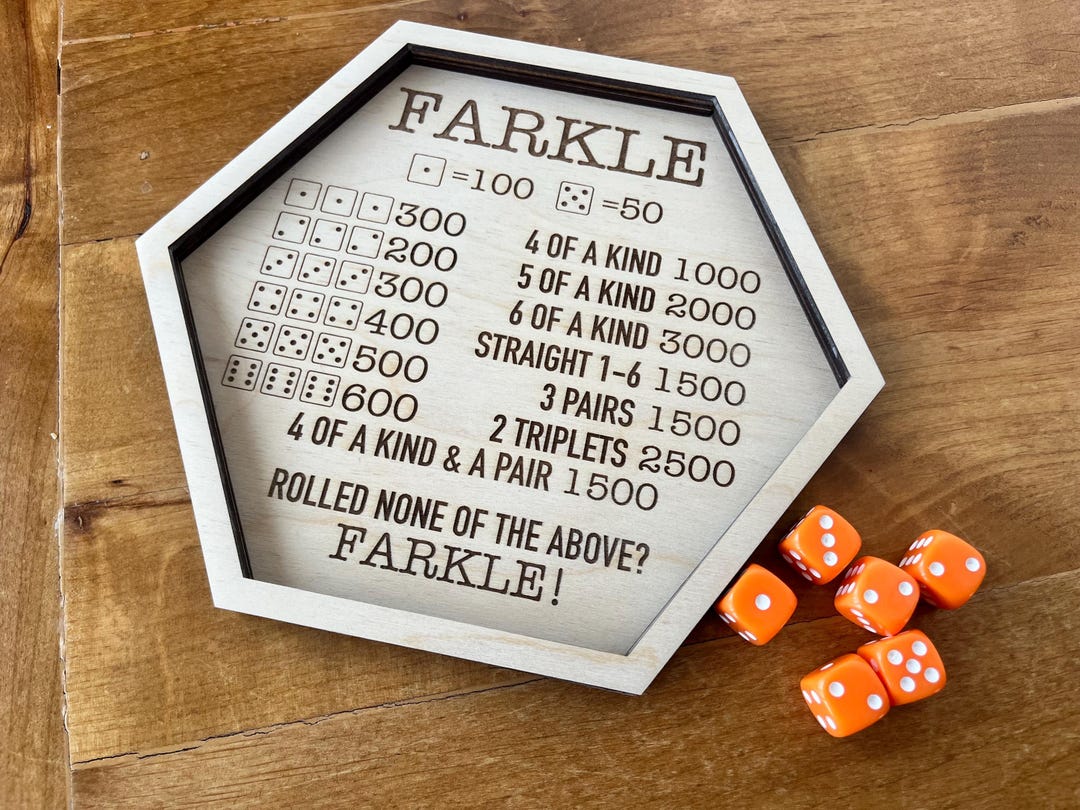Farkle Dice Game Tray: Wooden Score Keeper and Dice Catcher, Family ...