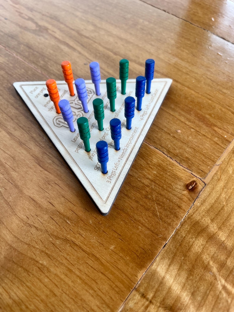 Peg Game: Wooden Brain Teaser Puzzle, Family Game Night IQ Test - Etsy