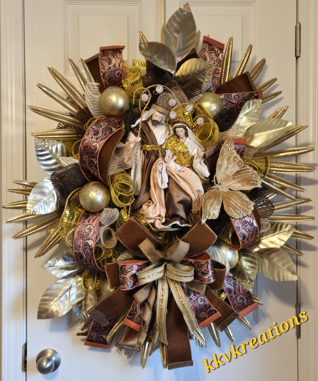 Holy Family Nativity Christmas Wreath - Elegant Holiday Decor - Etsy